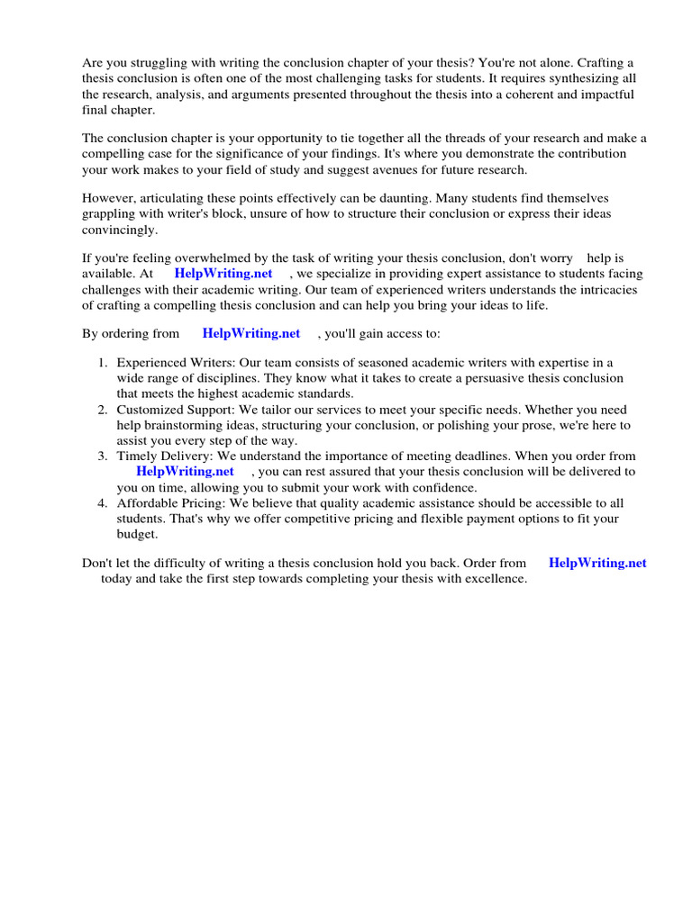 Writing Thesis Conclusion Chapter Pdf Thesis Methodology