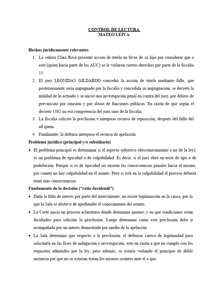 Error de Tipo y Error de Prohibición | PDF | Intención (Derecho Penal ...