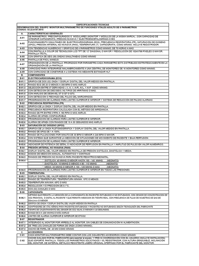 Reformulacion de Eett Monitor Multiparametro 6P | PDF | Presión ...
