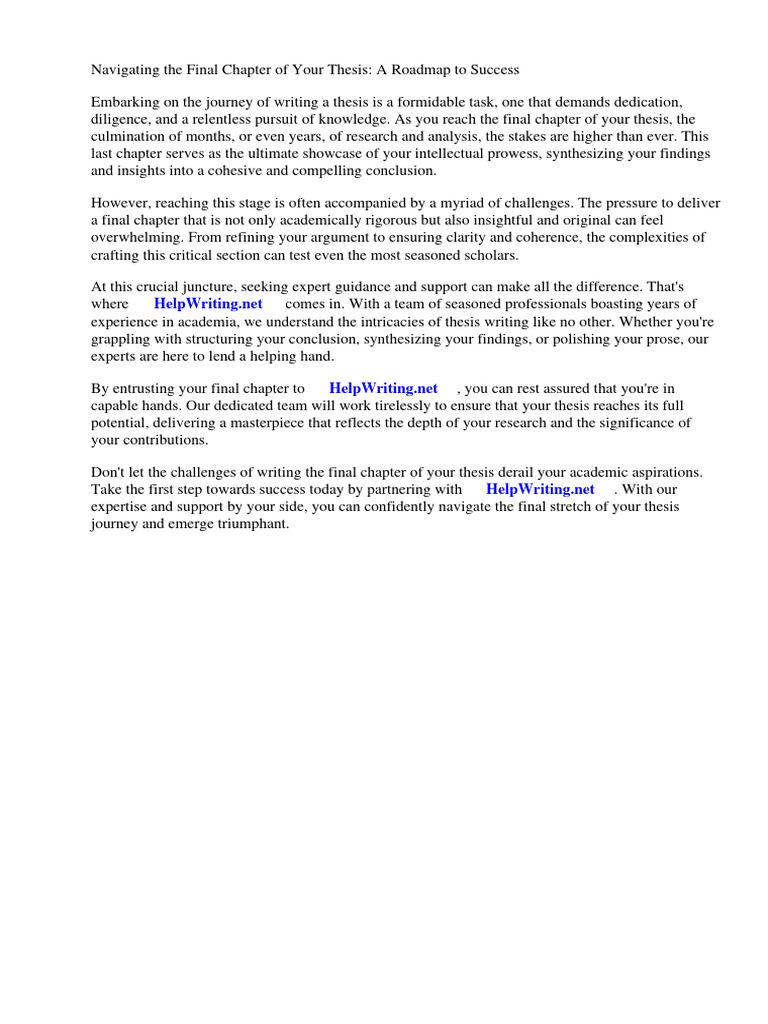 Thesis Last Chapter | PDF | Thesis | Methodology