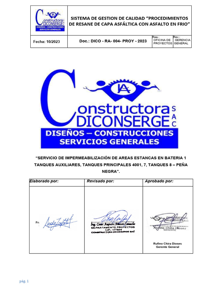 04.- PROCEDIMIENTOS DE RESANE DE ASFALTO EN FRÍO - DICONSERGE | PDF ...