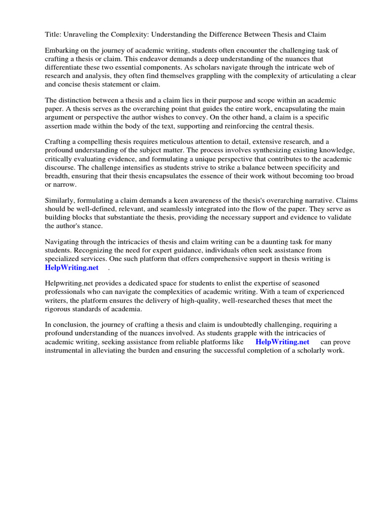 Thesis and Claim Difference | Download Free PDF | Essays | Thesis