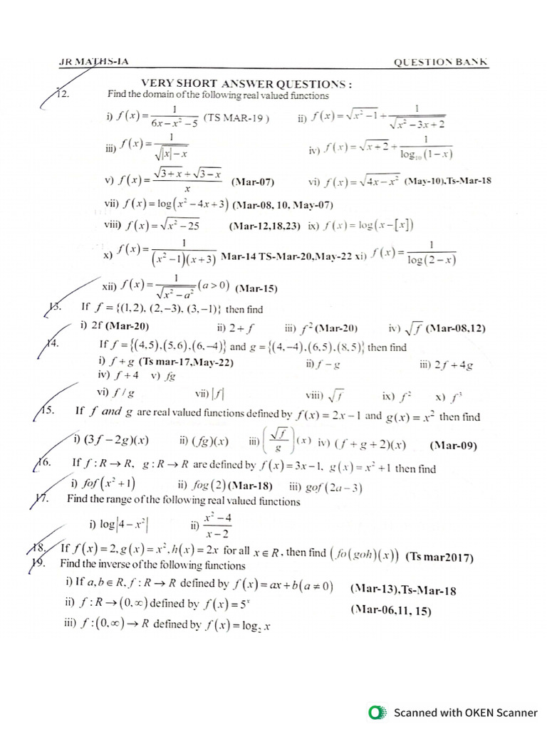 MATHS IA-VSAQ's | PDF