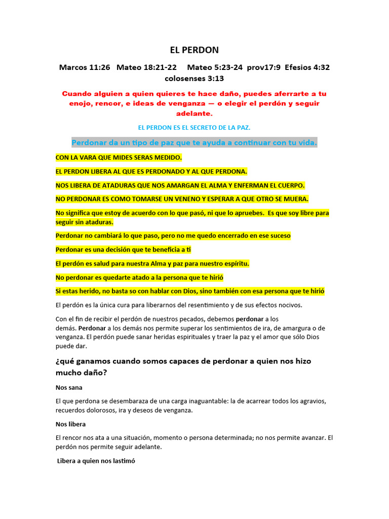 EL PERDON | PDF | Perdón | Sicología