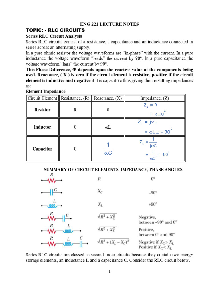 GEN 221 Lecture Note 3 | PDF | Electrical Impedance | Electrical Network