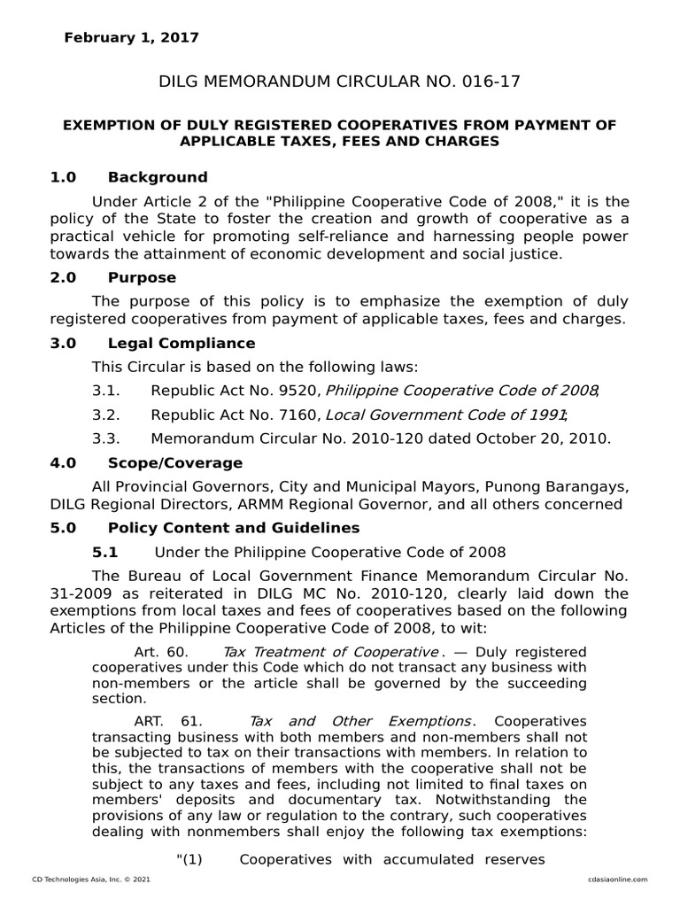 Exemption of Duly Registered Cooperatives | PDF | Taxes | Fee Exemption of Duly Registered Cooperatives | PDF | Taxes | Fee