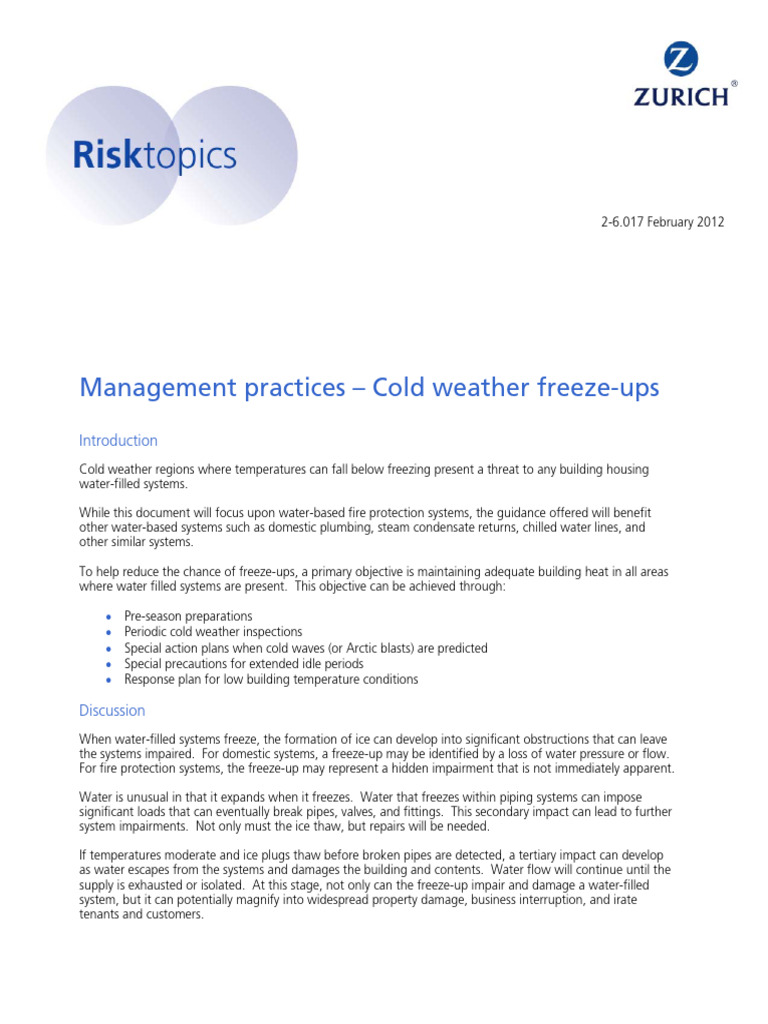 Freeze Prevention | PDF | Fire Sprinkler System | Water