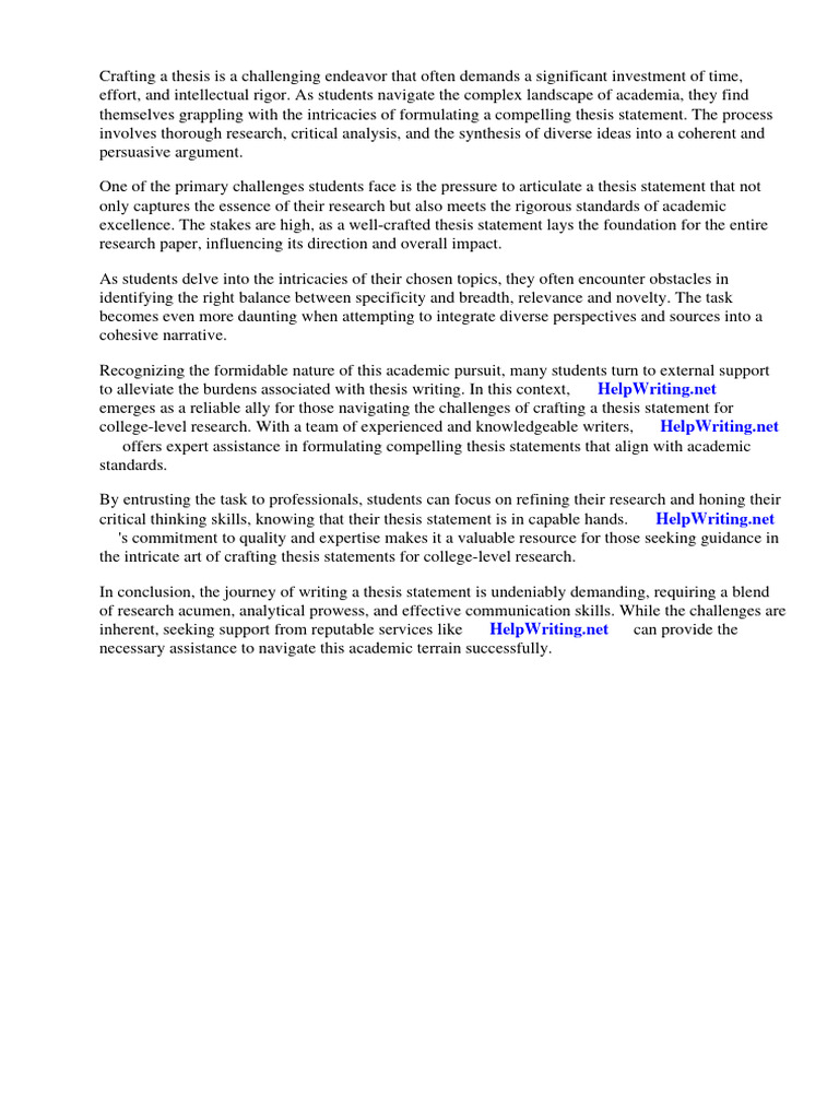 Thesis Statements Examples For College | PDF | Essays | Thesis