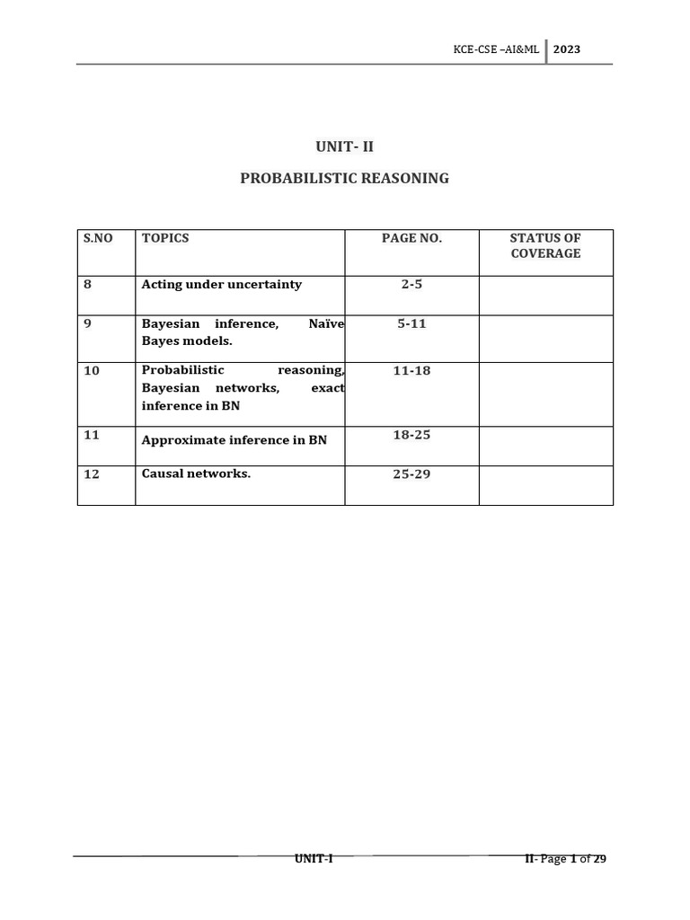 unit2 | PDF | Bayesian Network | Bayesian Inference