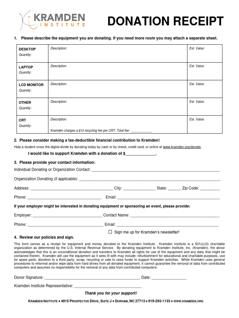 Institute Donation Receipt Template | PDF | Computing