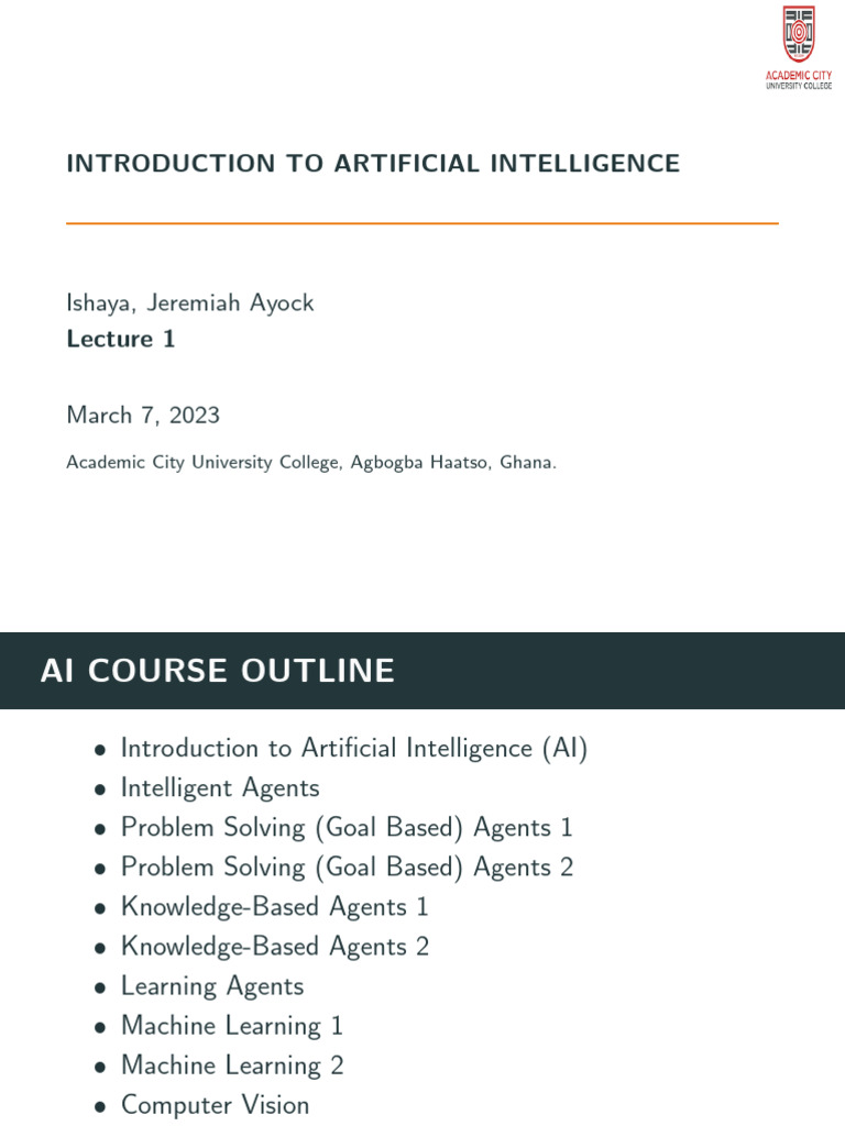 Artificial Intelligence-L1 | PDF
