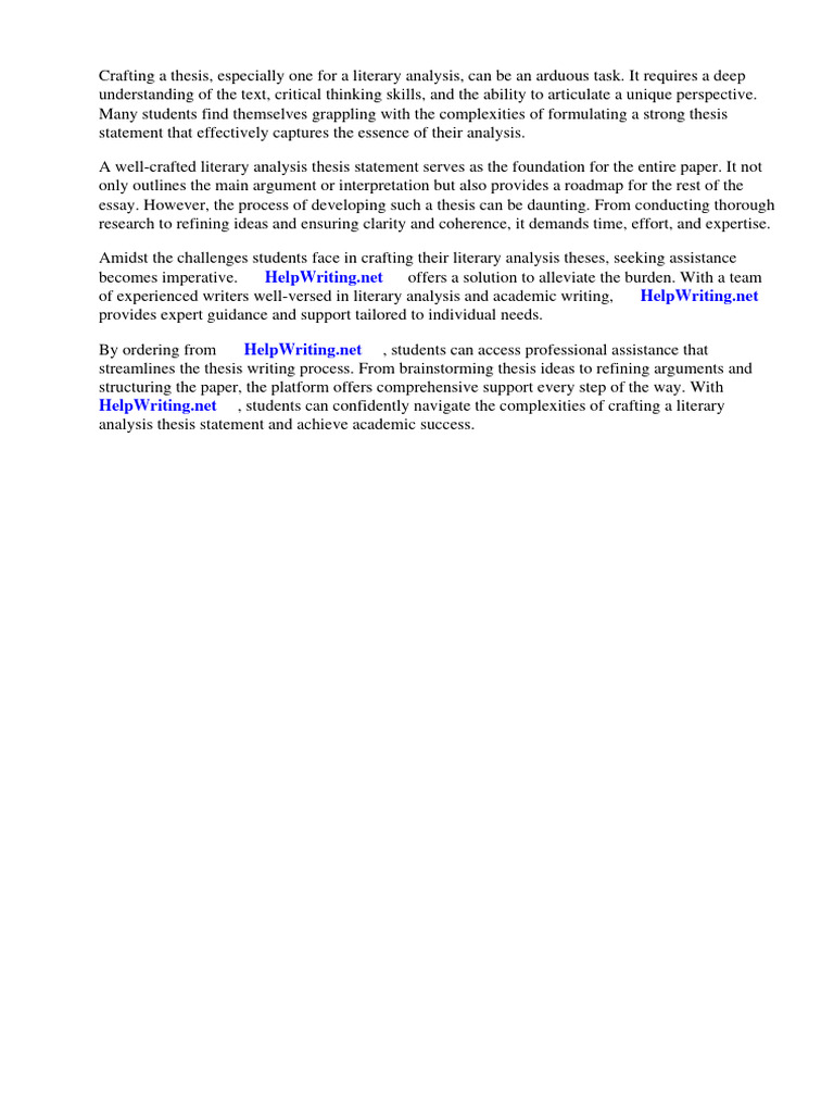 Literary Analysis Thesis Help | PDF