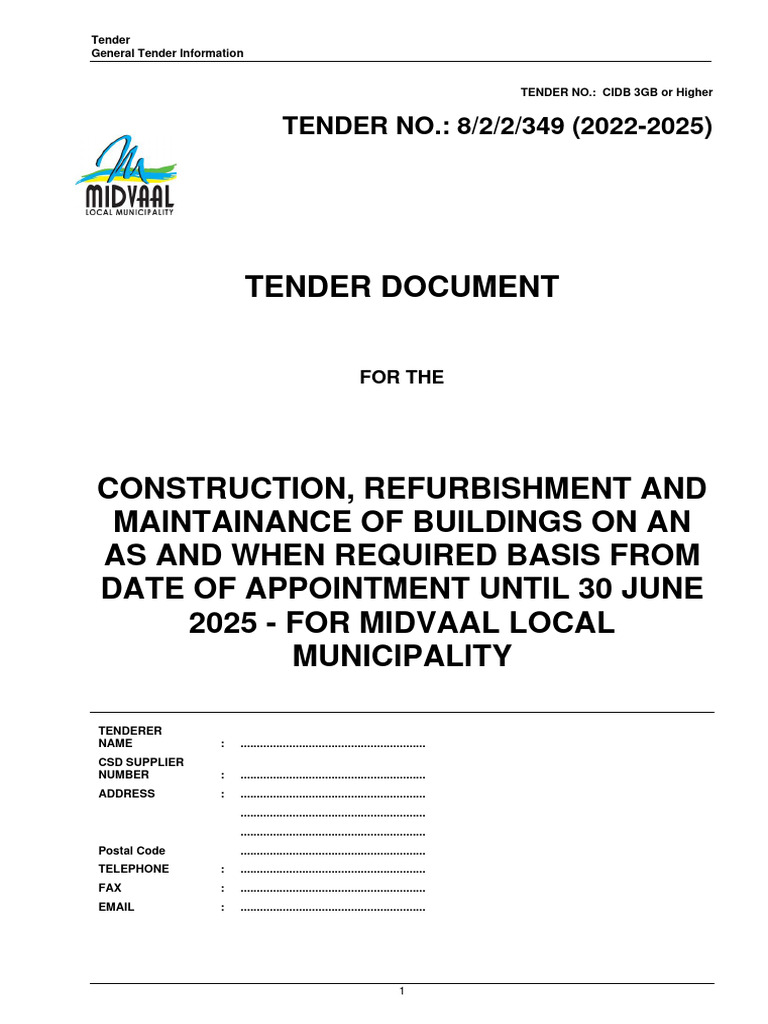 Midvaal Bid Document | PDF | Procurement | Taxes