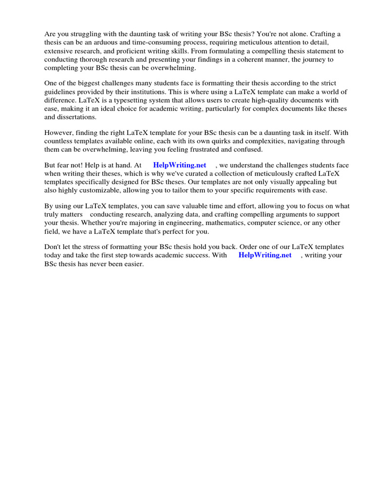 Bsc Thesis Latex Template | PDF | Thesis | Te X