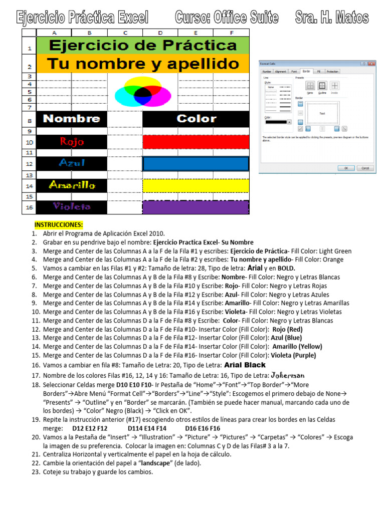 Ejercicio Practica Excel- Colores | PDF | Arco iris
