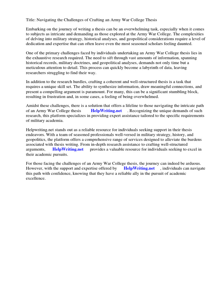 Army War College Thesis Topics | PDF