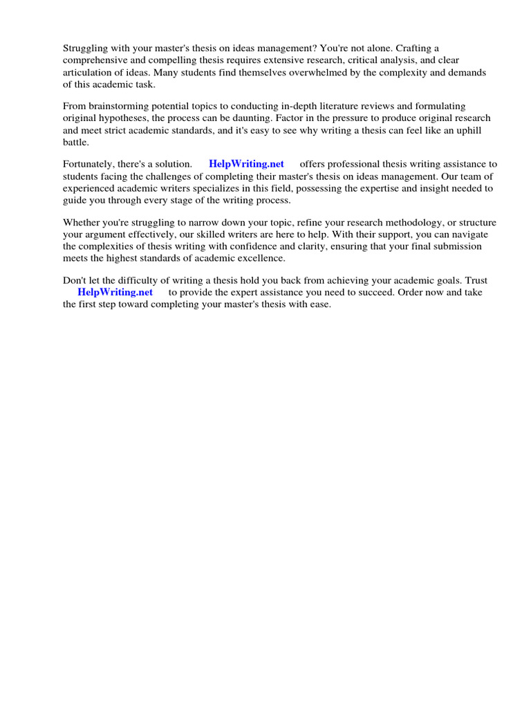 Master Thesis Ideas Management | PDF | Thesis | Methodology