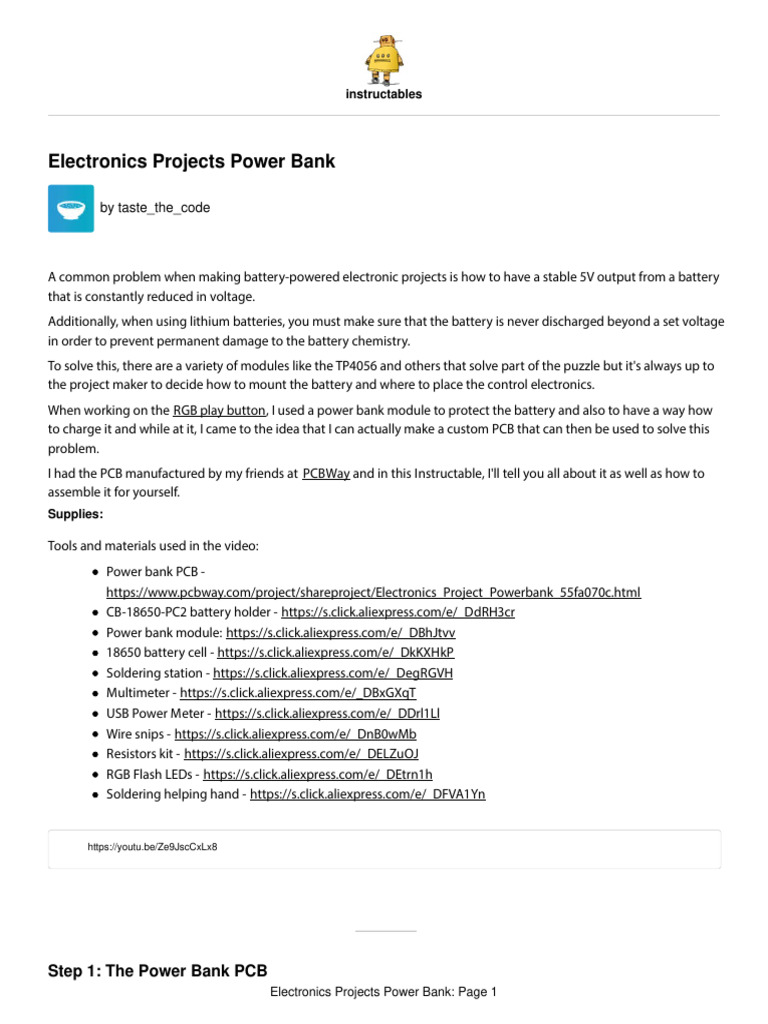 Electronics Projects Power Bank | PDF | Battery Charger | Printed ...