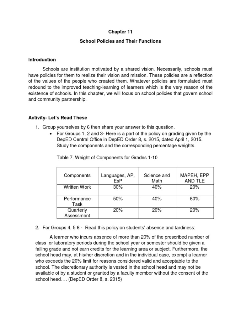 School Policies for Community Partnership | PDF | Policy | Justice