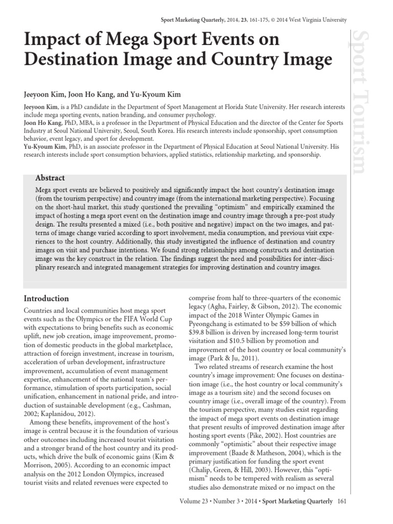 Impact of Mega Sport Events On | PDF | Survey Methodology | Tourism