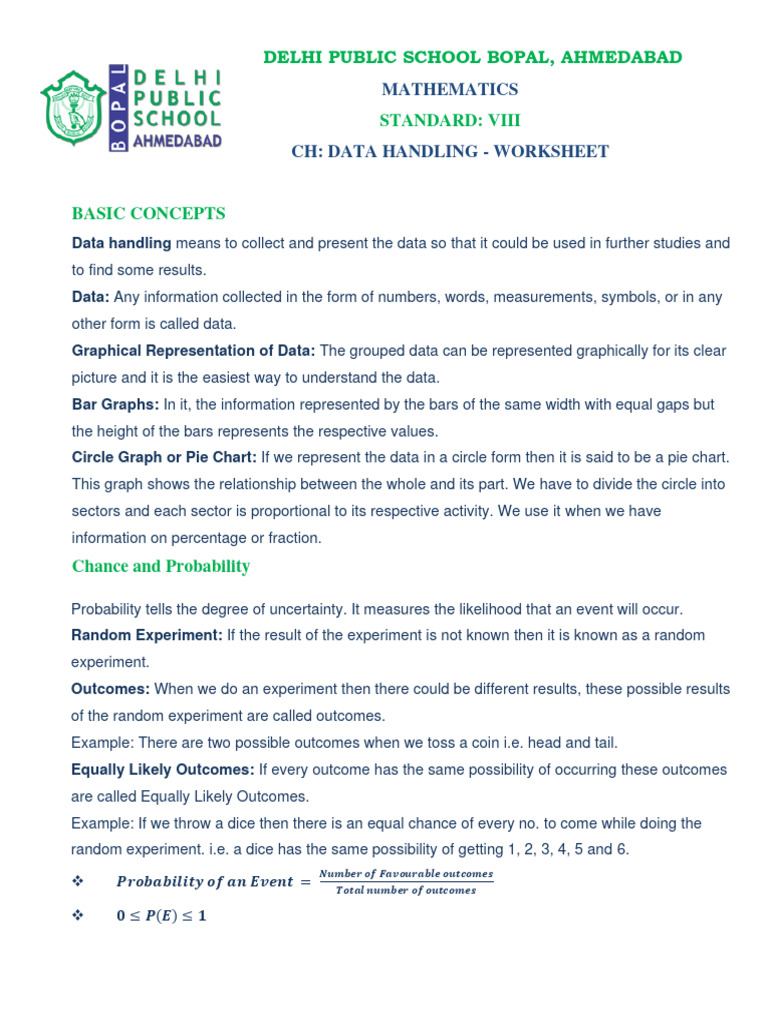 New Data Handling Practice Work Sheet | Download Free PDF | Probability ...