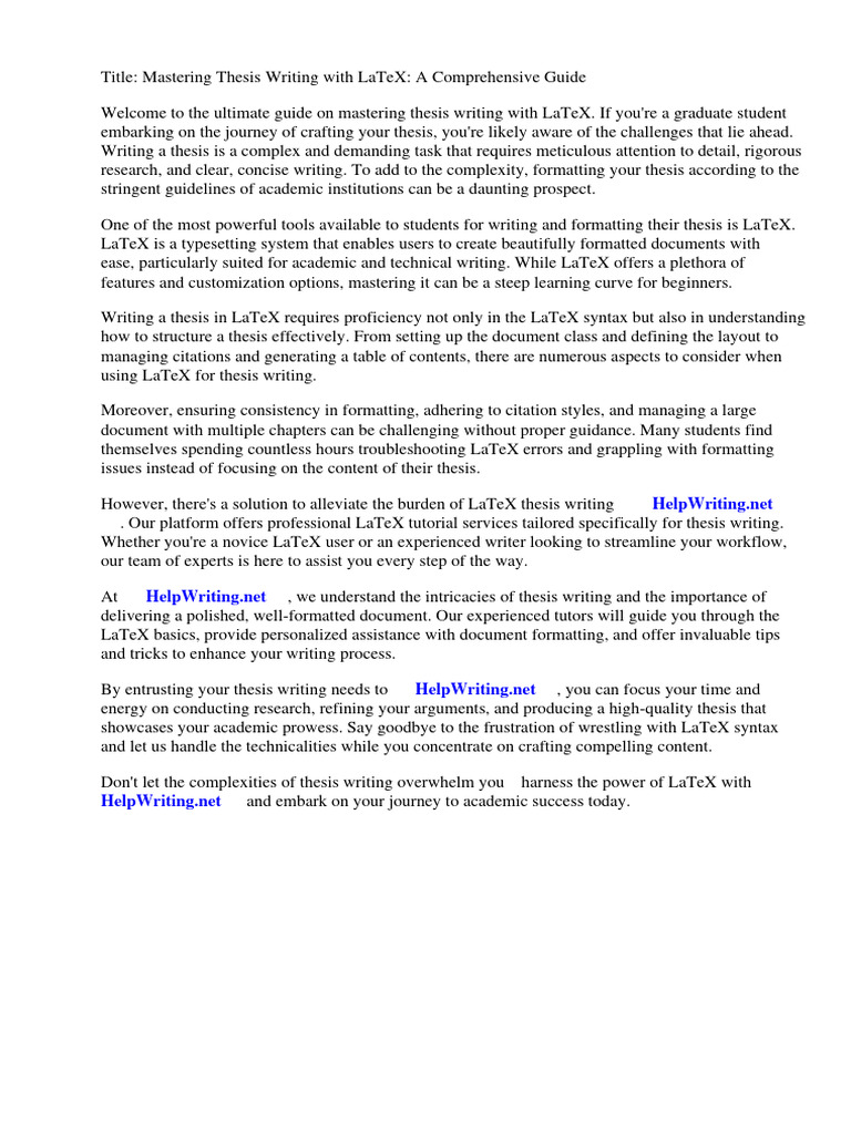 Latex Tutorial Thesis Writing | PDF | Thesis | Computer File