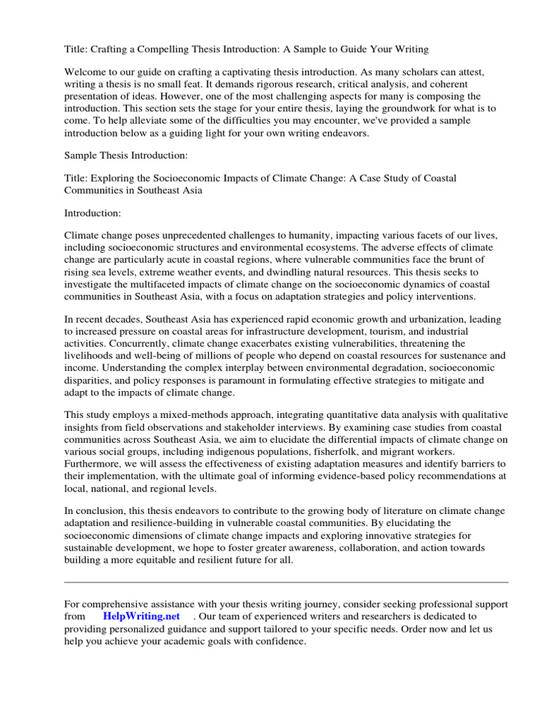 Thesis Introduction Sample | PDF | Essays | Thesis Thesis Introduction Sample | PDF | Essays | Thesis