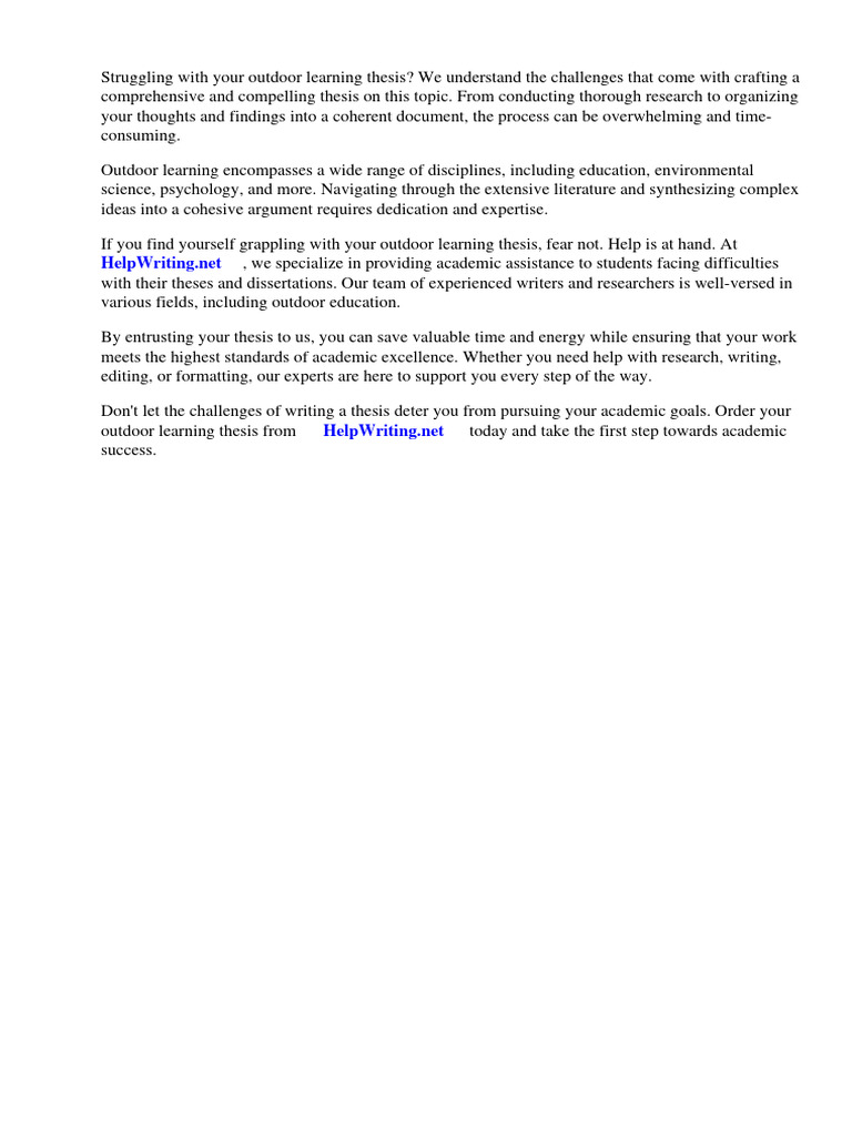 Outdoor Learning Thesis | PDF | Learning | Teachers