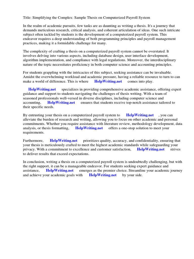 Sample Thesis Computerized Payroll System | PDF | Payroll | Employment