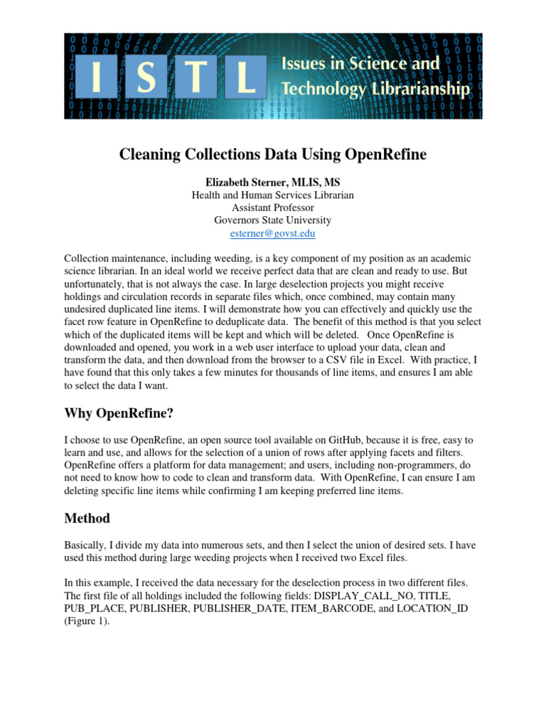 Cleaning Collections Data Using Openrefine Pdf Microsoft Excel Computer File