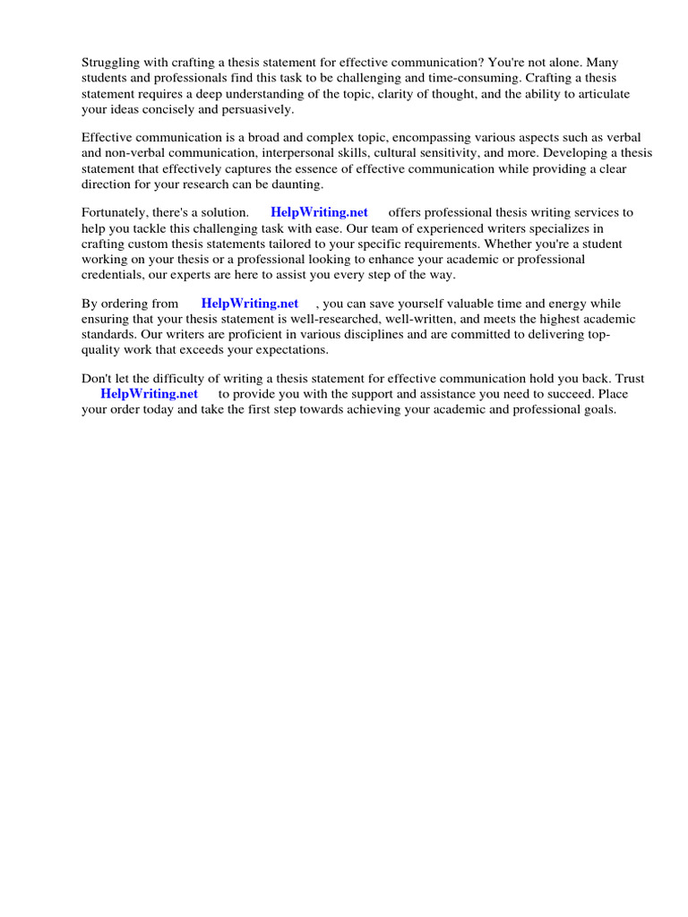 Thesis Statement For Effective Communication | PDF | Communication | Thesis