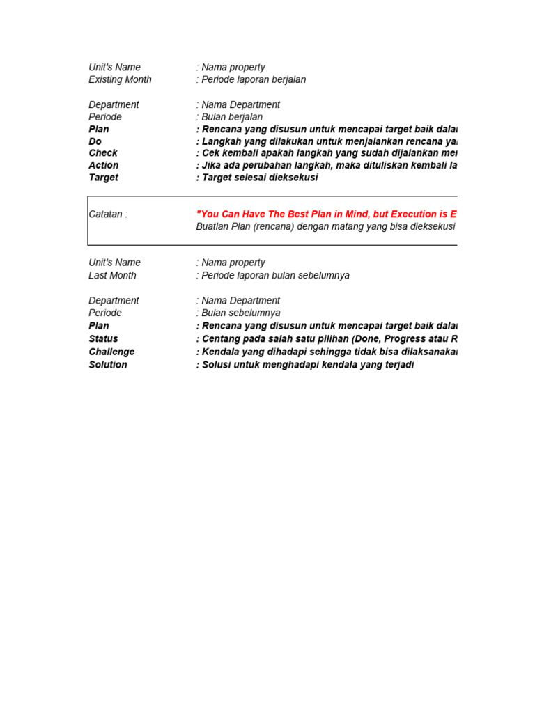 PDCA - All Department - Revisi | PDF