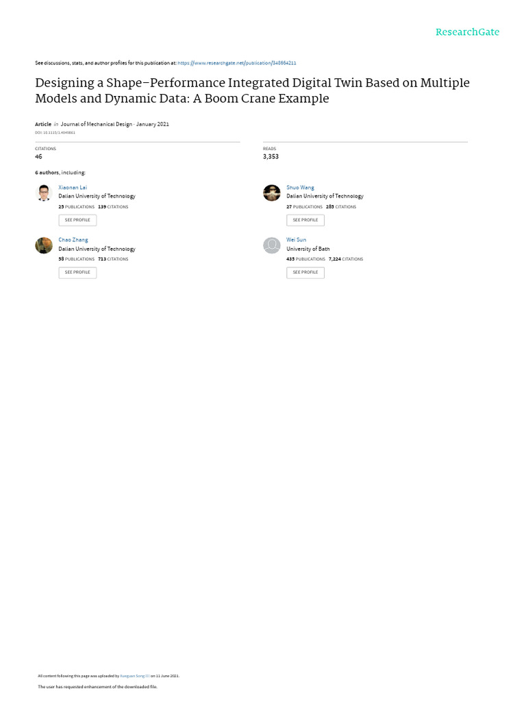 Designing A Shape-Performance Integrated Digital Twin Based On Multiple ... Designing A Shape-Performance Integrated Digital Twin Based On Multiple ...