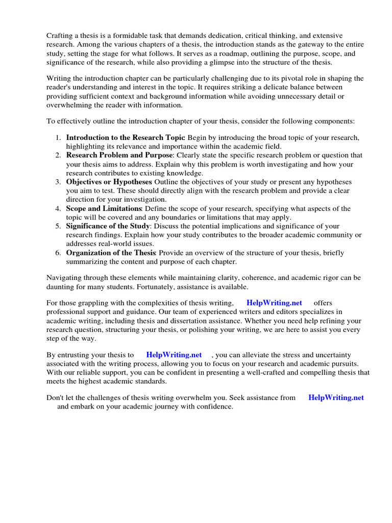 Thesis Introduction Chapter Outline Pdf Thesis Methodology