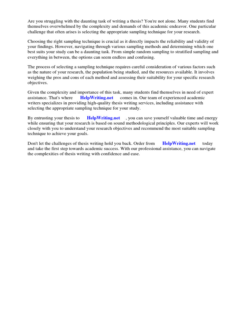 Thesis Sampling Technique | PDF | Sampling (Statistics) | Methodology