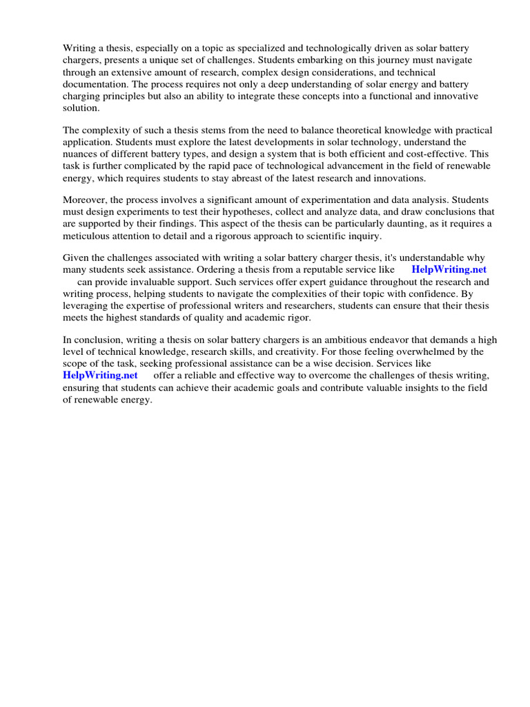 Solar Battery Charger Thesis | PDF | Battery Charger | Rechargeable Battery