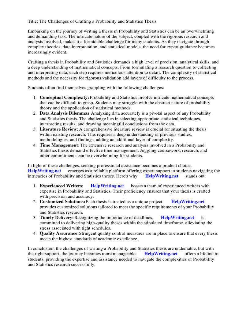 Probability & Statistics Thesis Help | PDF | Statistics | Probability ...