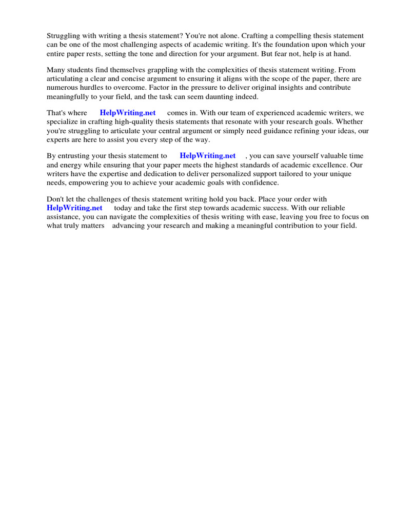 Writing A Good Thesis Statement | PDF | Thesis | Essays