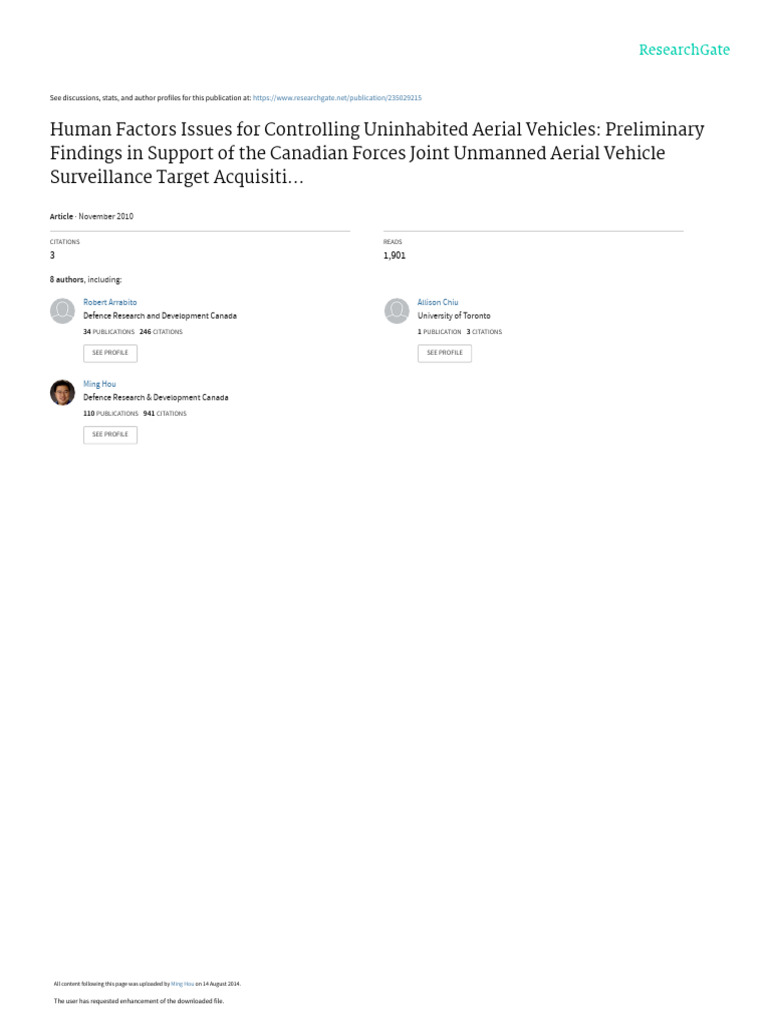 Human Factors Issues For Controlling UAV | PDF | Unmanned Aerial ...