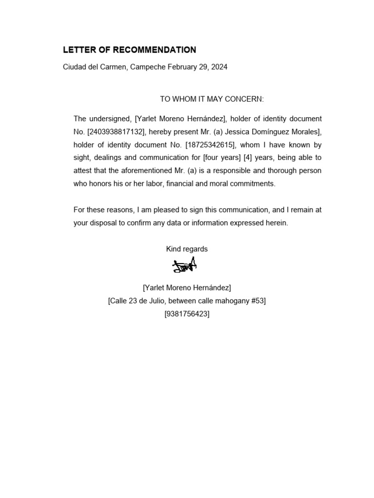 Letter of Recommendation | PDF | Communication