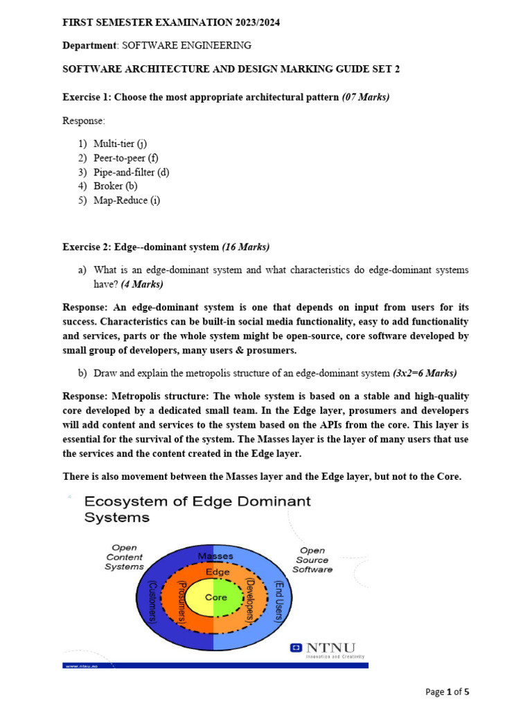 SWE Architecture and Design Set 2 Marking Guide | PDF | Cloud Computing | Software As A Service