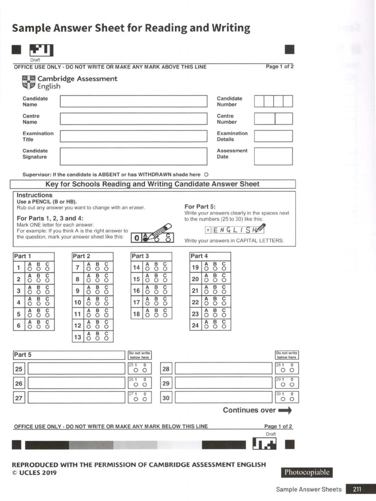 Sample Answer Sheets | PDF | Evaluation | University Of Cambridge
