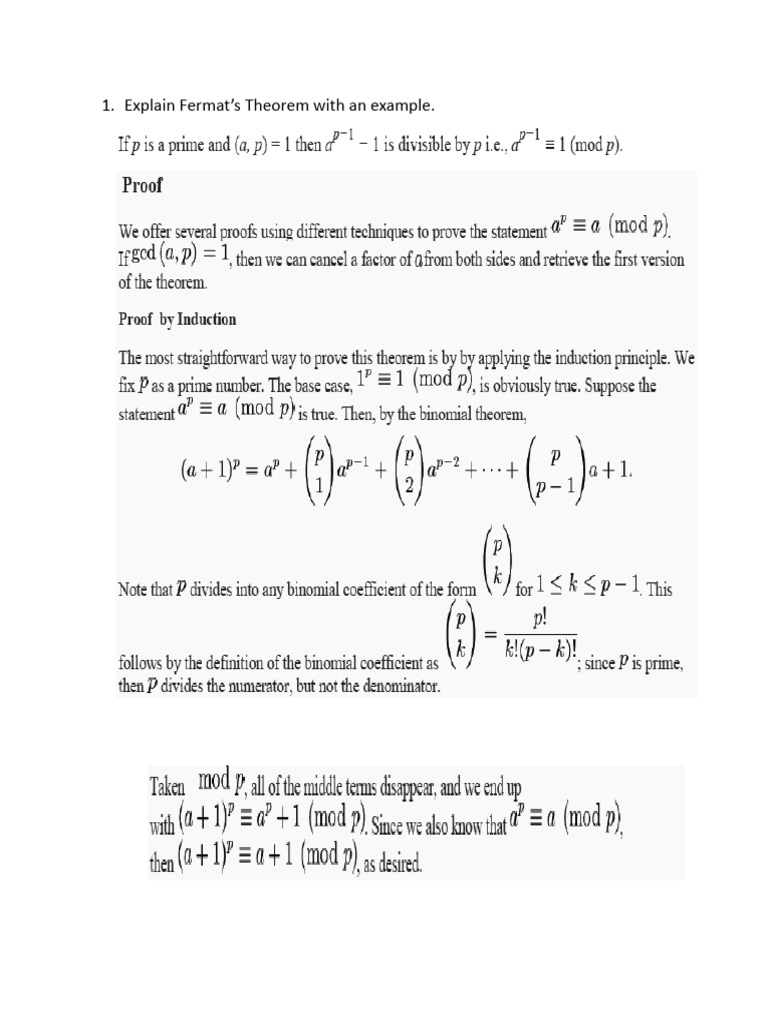 Fermats Theorem First Year MTech CSE JNTUK | PDF | Prime Number ...
