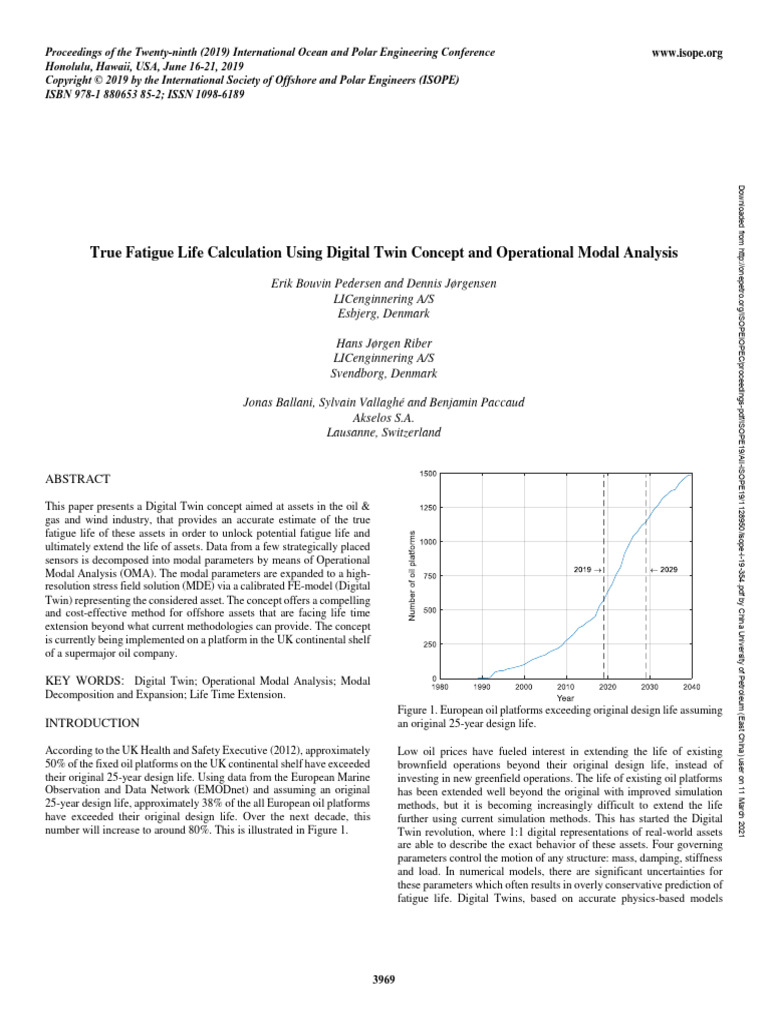 True Fatigue Life Calculation Using Digital Twin Concept and Operational Modal Analysis | PDF ...