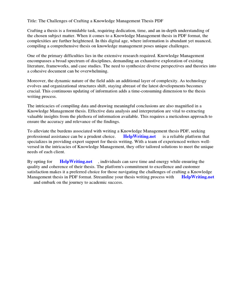 Knowledge Management Thesis PDF | PDF | Knowledge Management | Information