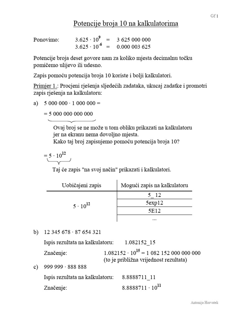 Potencije Broja 10 Na Kalkulatorima | PDF