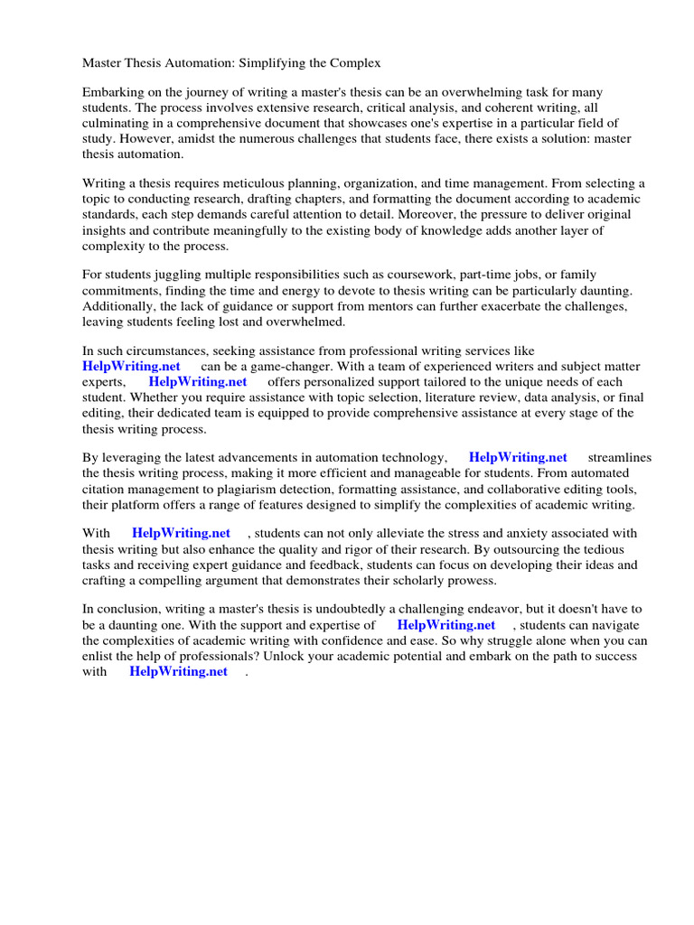 Master Thesis Automation | PDF | Thesis | Automation