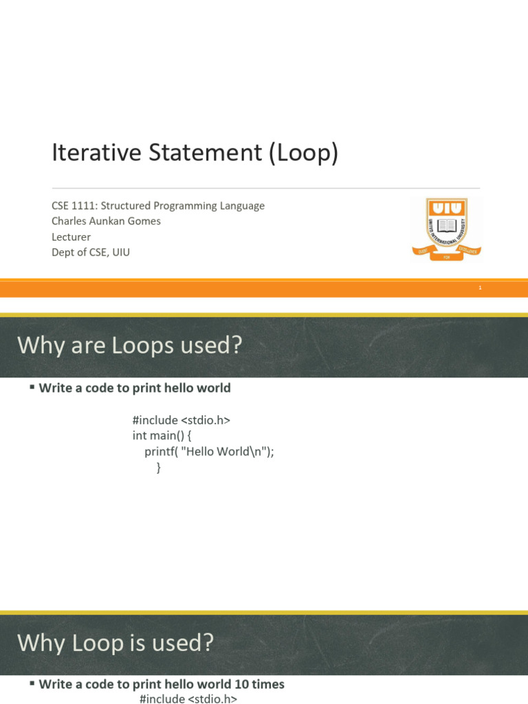 Iterative Statement Loop Pdf Control Flow Computer Science