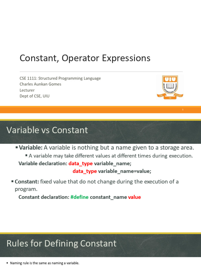 Constants, Operators | PDF