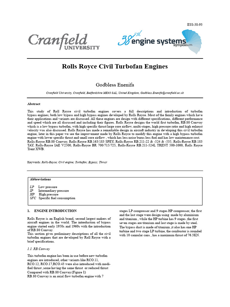 Rolls Royce Civil Turbofan Engines Rolls Royce Civil Turbofan Engines ...